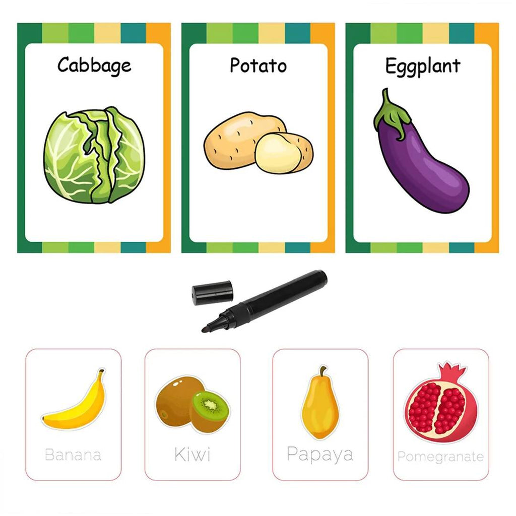ILEARNNGROW Fruits - Vegetable Flash Cards, educational, preschool ...