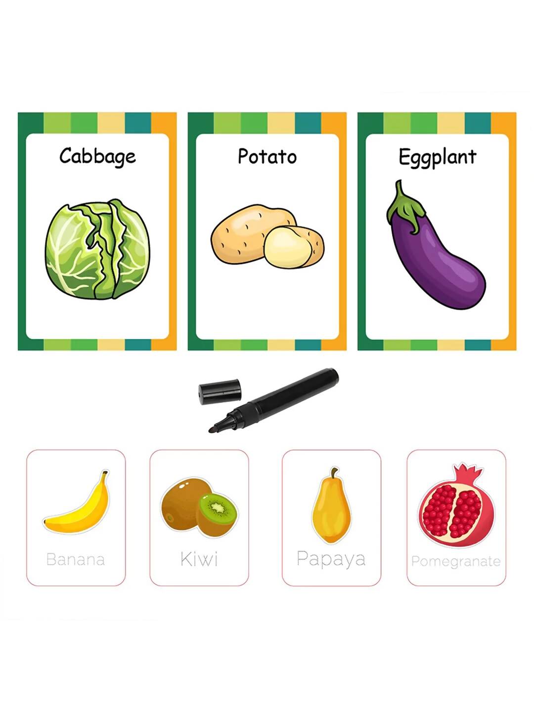 ILEARNNGROW Fruits - Vegetable Flash Cards, educational, preschool ...